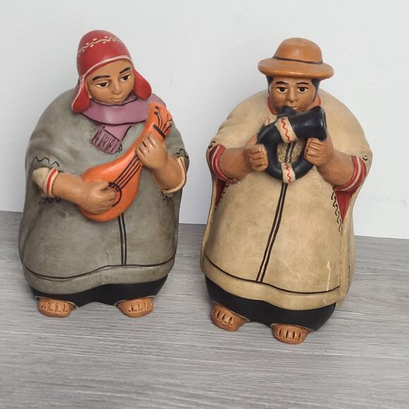 Art Pottery | Art | Peruvian Folk Art Pottery Clay Figurines Musicians ...